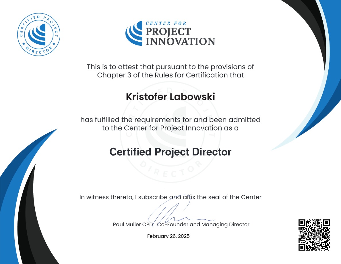 Certification • Center for Project Innovation