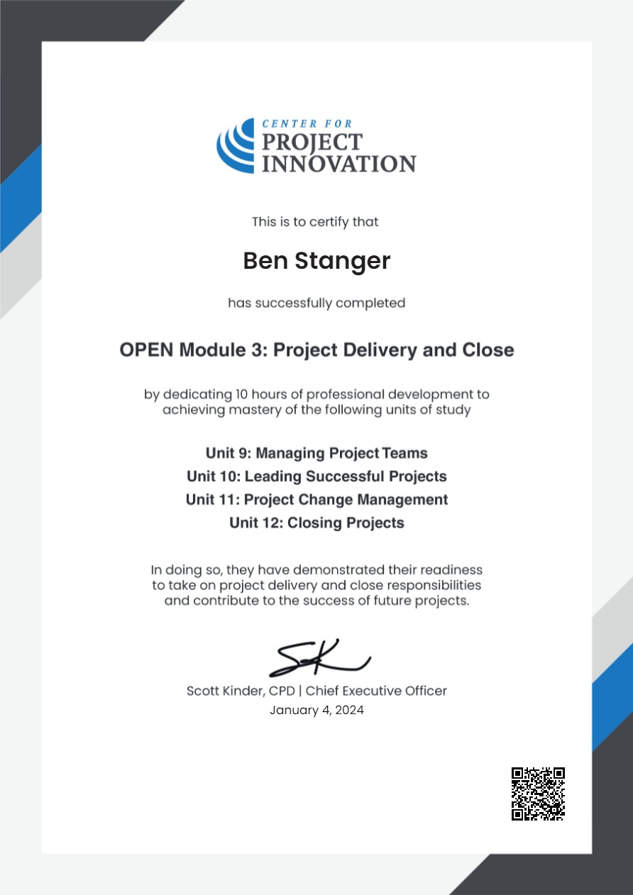 Certification • Center for Project Innovation