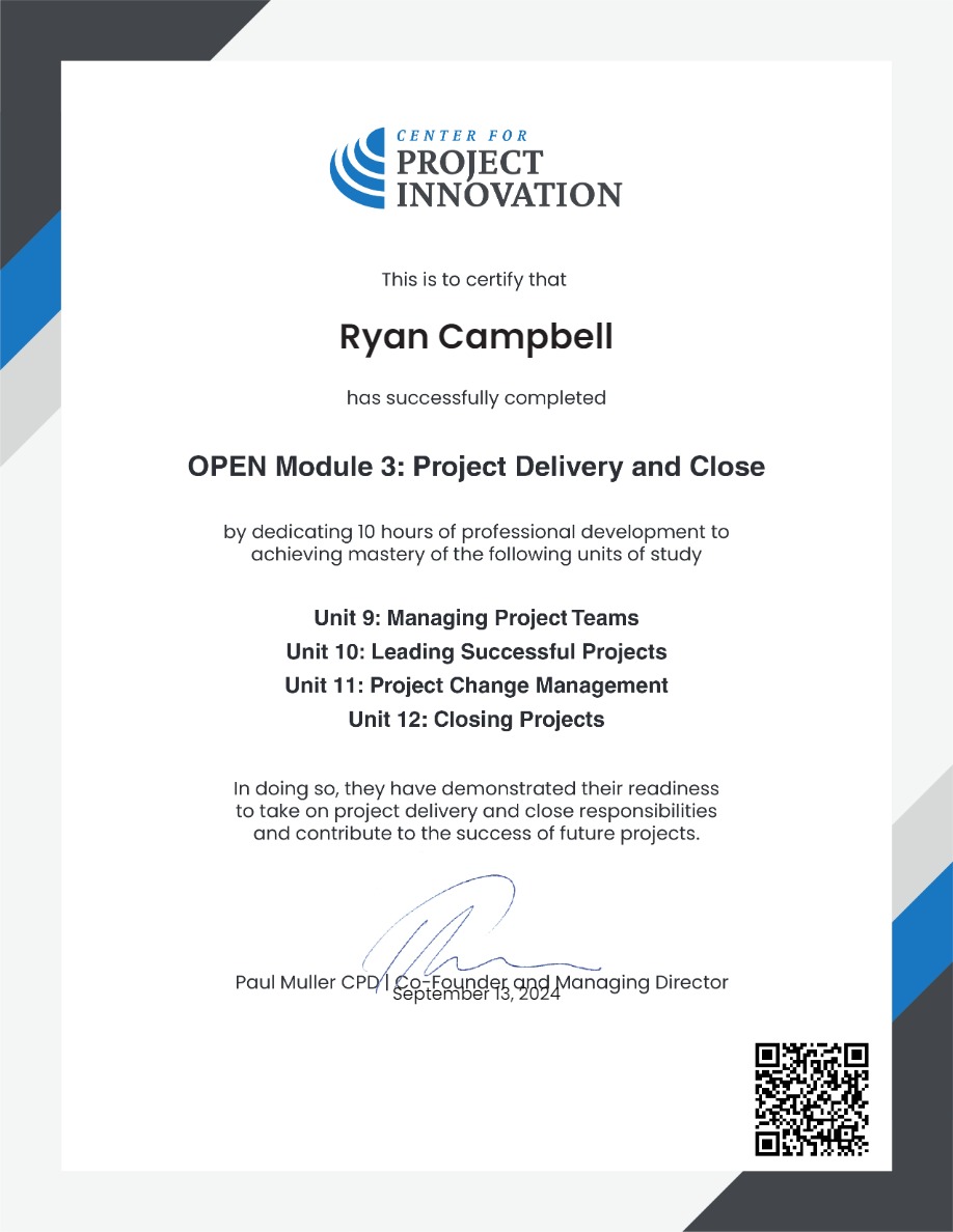 Certification • Center for Project Innovation