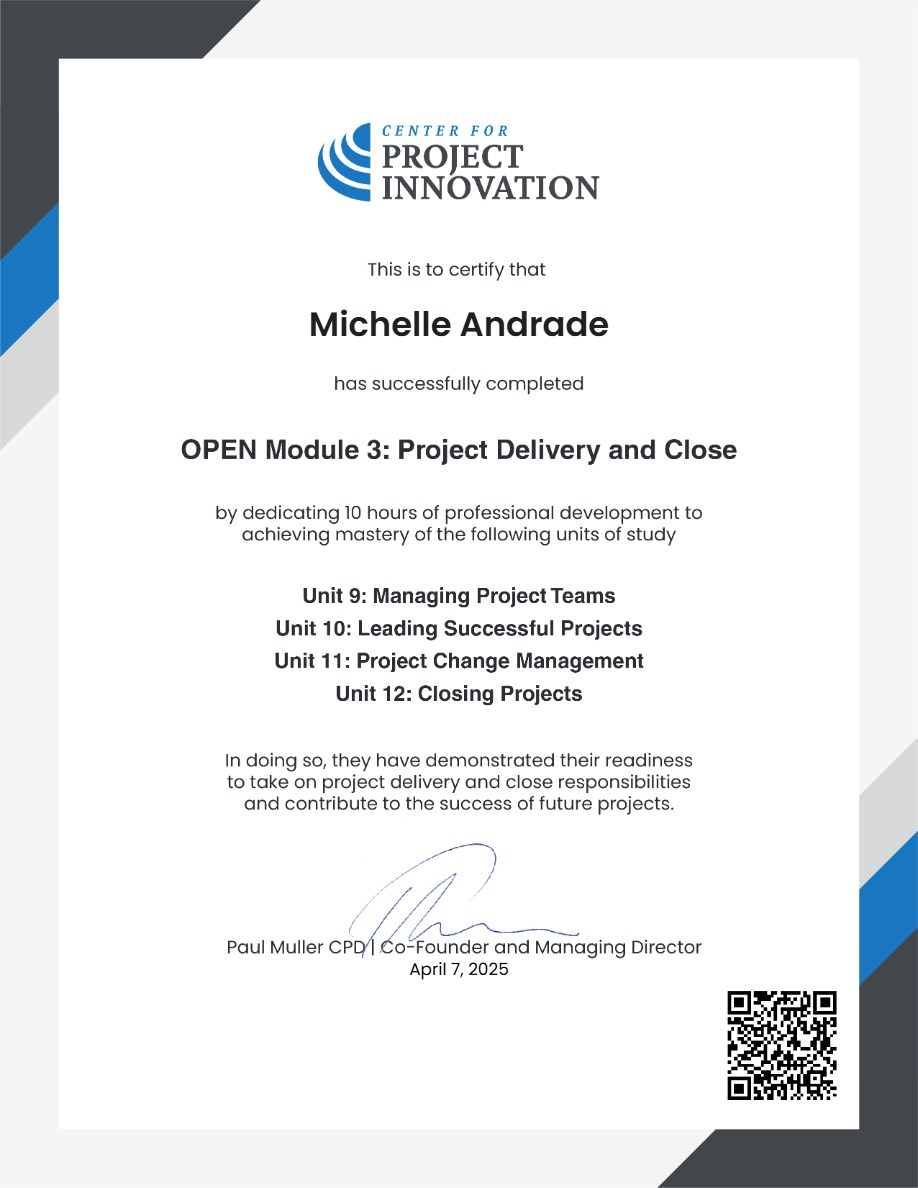 Certification • Center for Project Innovation
